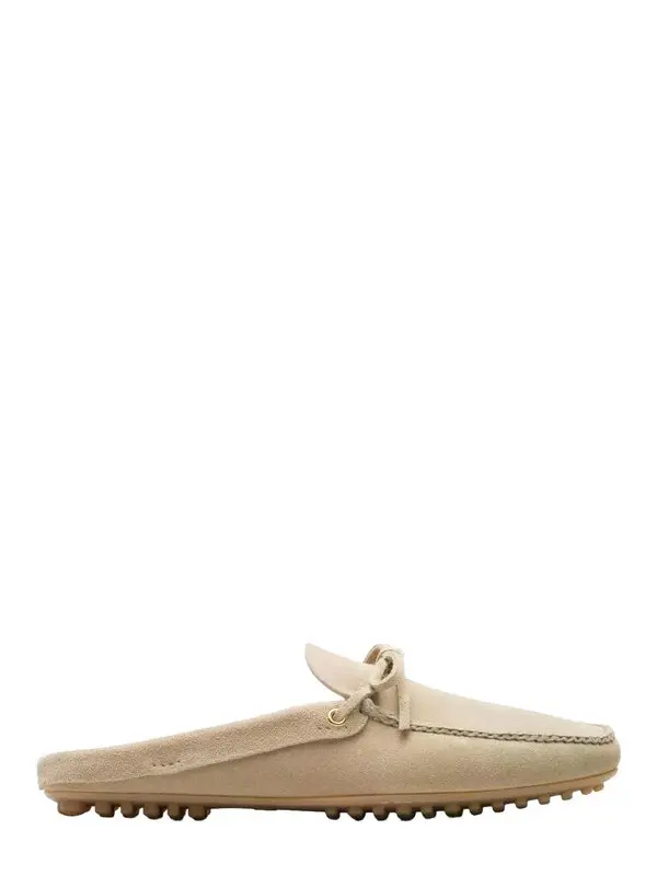 Car Shoe Bow Suede Slippers - Sand Beige