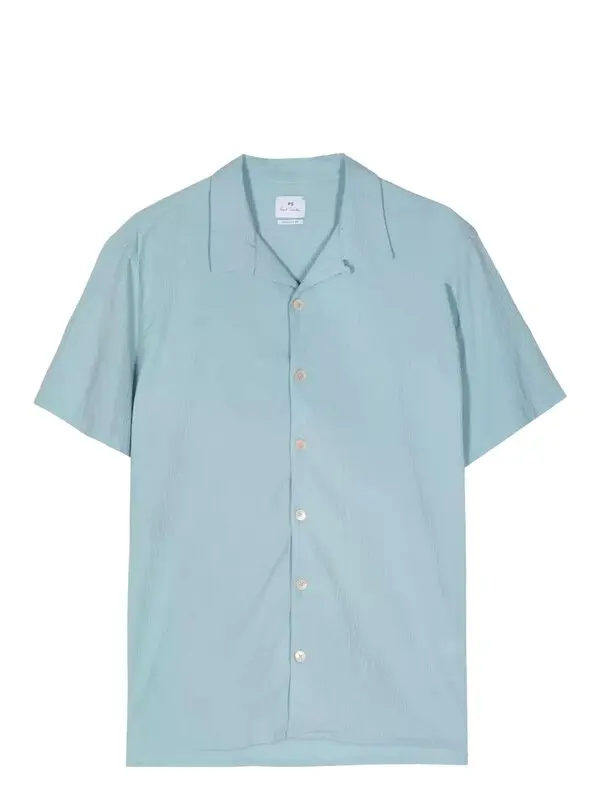 Paul Smith Short-sleeved Organic Cotton Shirt - Blue