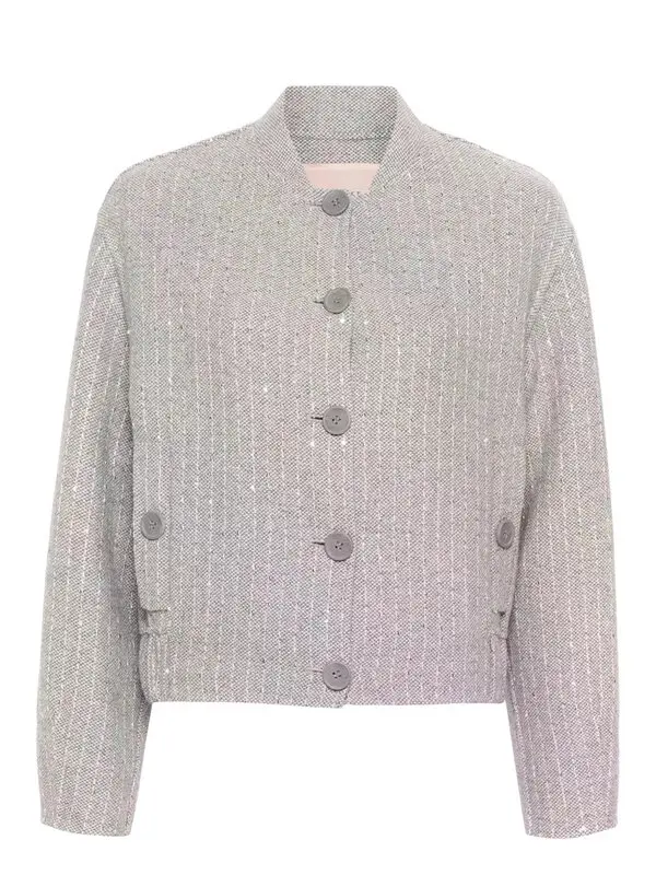 TWINSET Sequinned Bomber Jacket - Neutrals