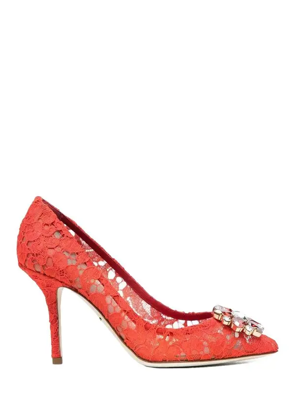 Dolce & Gabbana Lace Pumps With Brooch Detail - Red