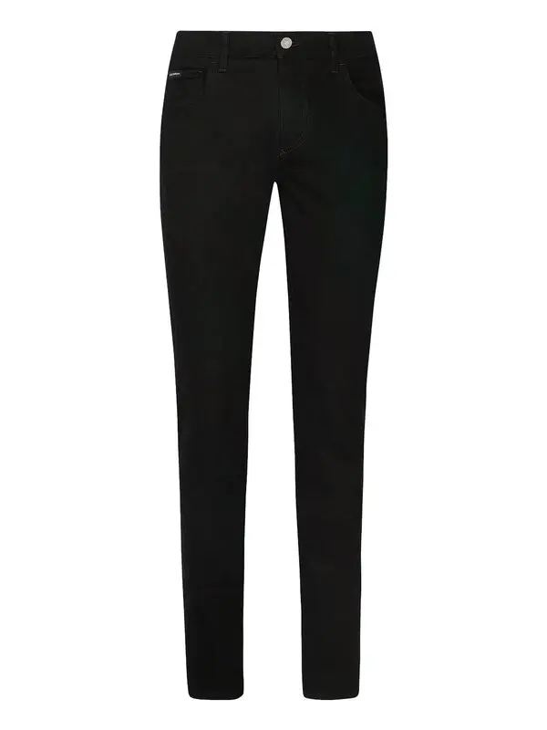 Dolce & Gabbana Logo-appliqué Skinny Jeans - Black