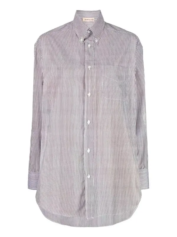 BLANCA VITA Striped Oversized Shirt - Brown