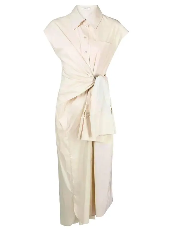 Goen.j Tied-waist Midi Dress - Neutrals