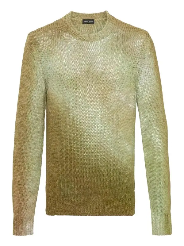 ROBERTO COLLINA Chevron-knit Crew-neck Jumper - Green