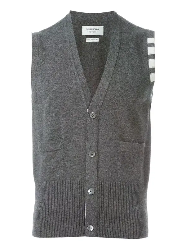 Thom Browne Sleeveless Buttoned Cardigan - Grey