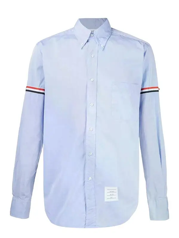Thom Browne Striped-detail Long-sleeved Shirt - Blue