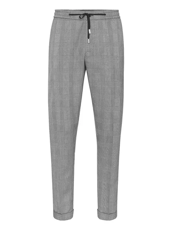 Philipp Plein Prince Of Wales-check Wool Trousers - Black