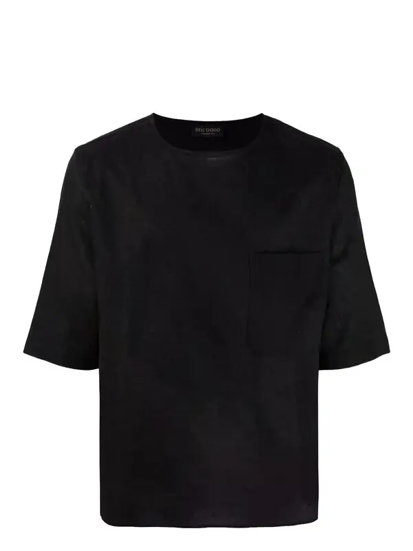DELL'OGLIO Short-sleeve Linen T-shirt - Black