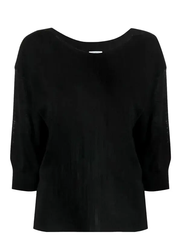 Malo Fine-knit Top - Black