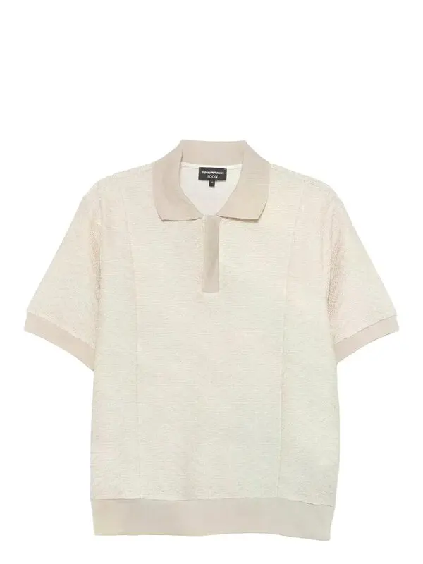 Emporio Armani Knitted Polo Shirt - Neutrals