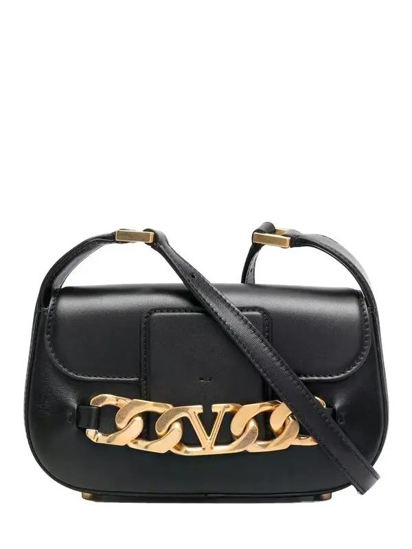 Valentino Garavani Vlogo Leather Crossbody Bag - Black