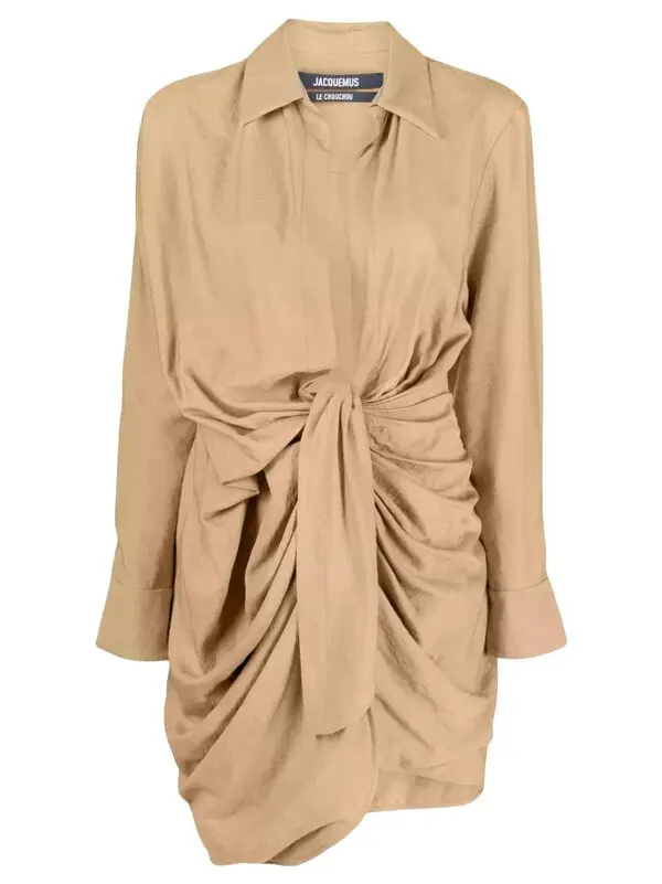 Jacquemus La Robe Bahia Draped Minidress - Neutrals