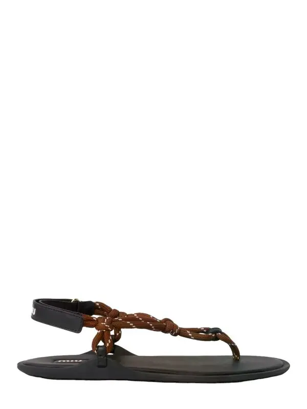 Miu Miu Cord-strap Leather Sandals - Brown