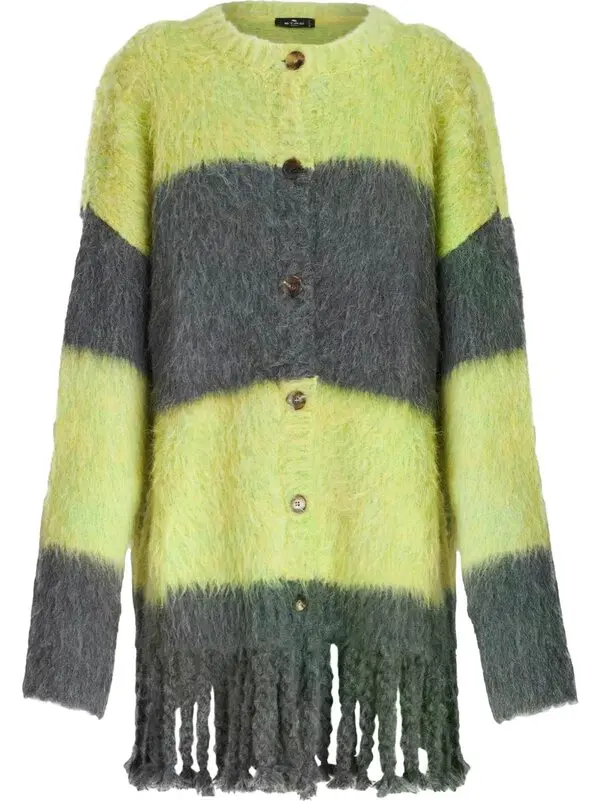 Etro Striped Brushed Cardigan-coat - Grey