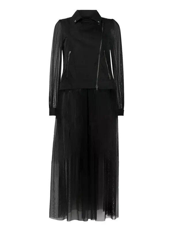 Herno Semi-sheer Biker-style Coat - Black