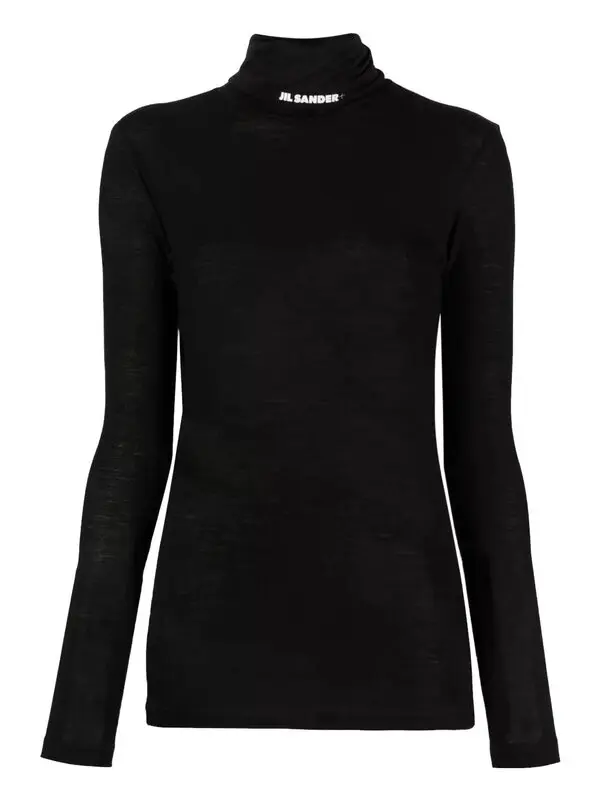 JIL SANDER Funnel-neck Long-sleeve Top - Black