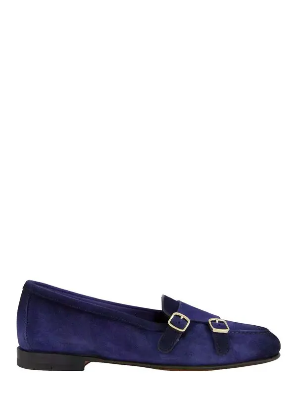 Santoni Double-buckled Leather Moccasins - Blue