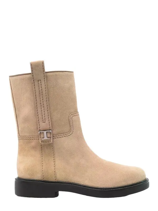 TOD'S T Timeless-plaque Boots - Neutrals