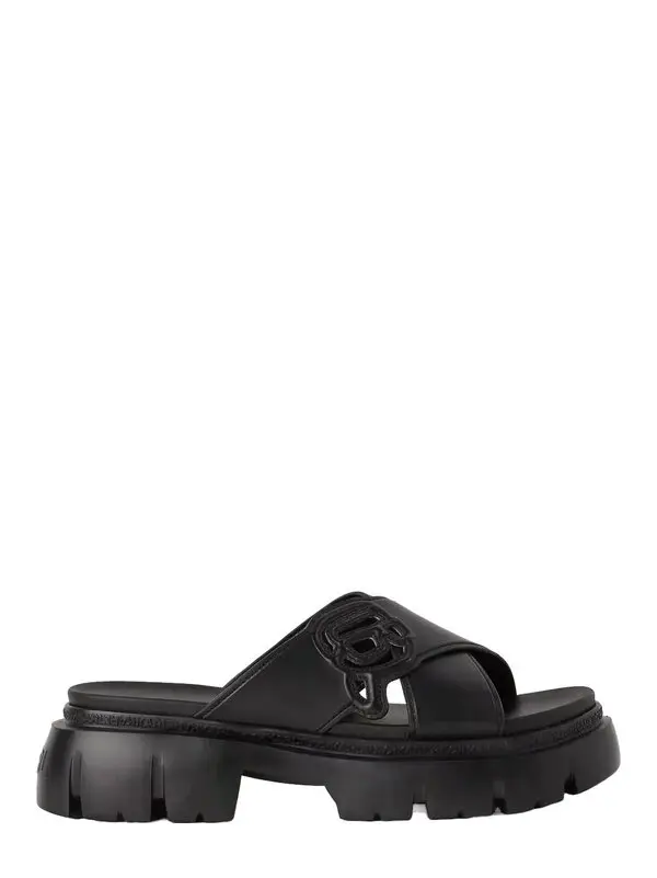 Karl Lagerfeld Ikon Nft Kross Strap Leather Mules - Black