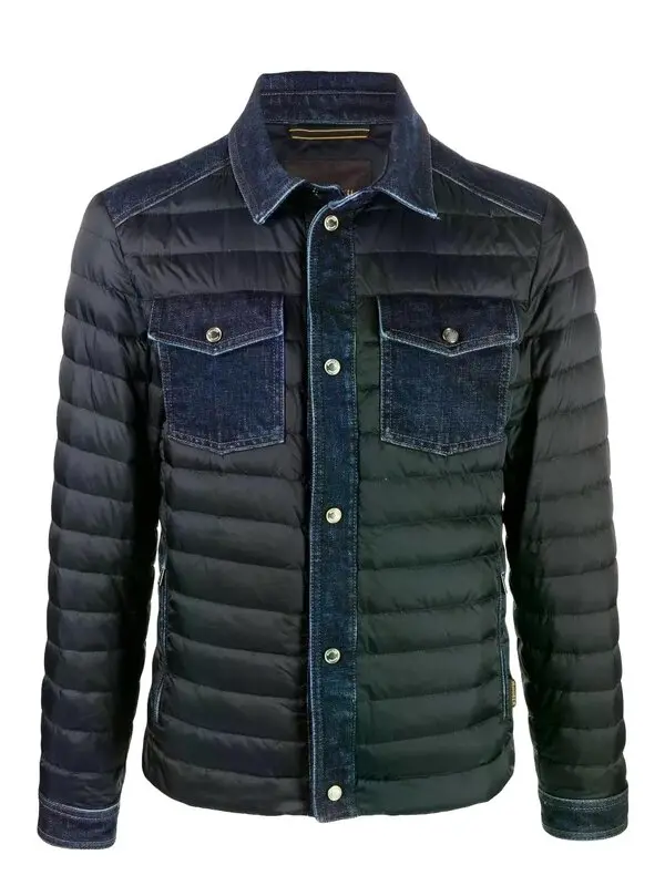 MOORER Padded Jacket With Denim Details - Blue