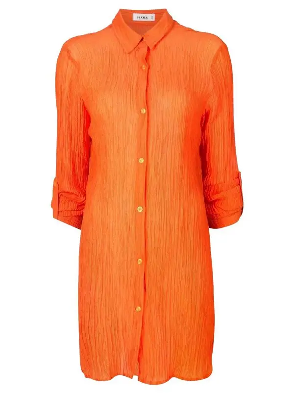AMIR SLAMA Crinkle-finish Shirt Dress - Orange