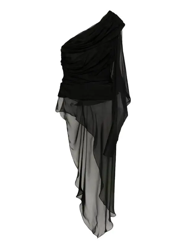 REV Seven Asymmetric One-shoulder Blouse - Black