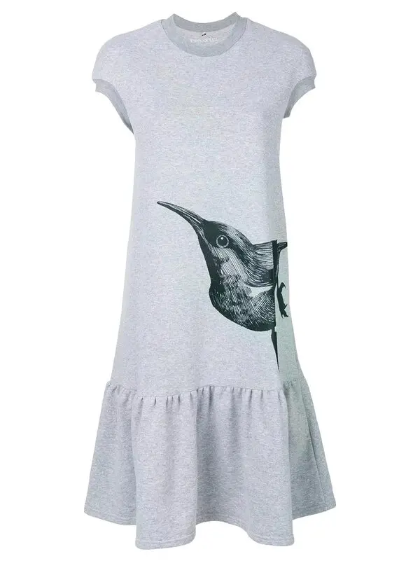 IOANA CIOLACU Bird Print T-shirt Dress - Grey