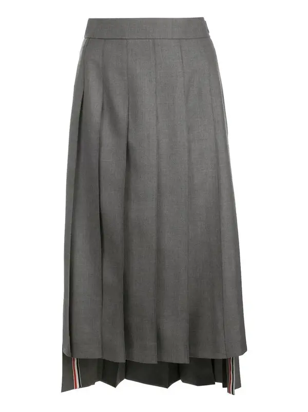 Thom Browne Below Knee Dropped Back Skirt In Super 120’s Twill - Grey