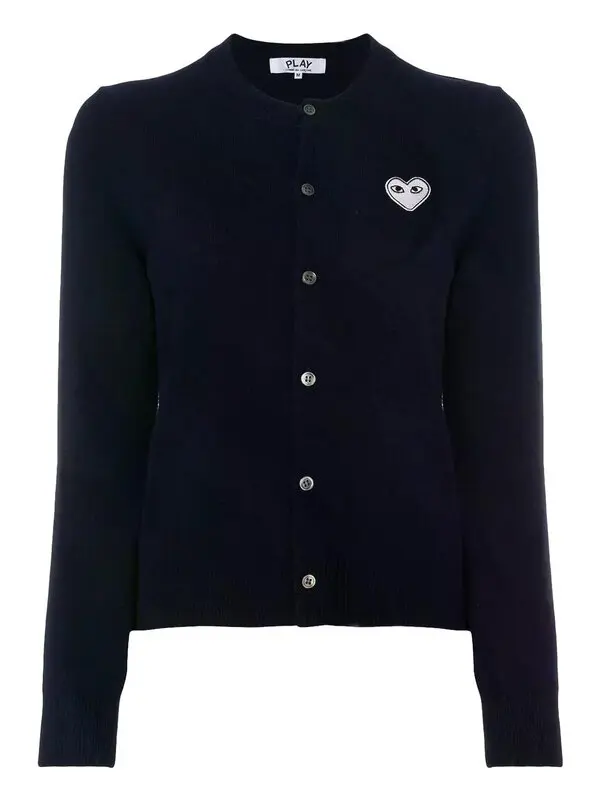 Play Comme Des Garcon Embroidered Heart Cardigan - Blue