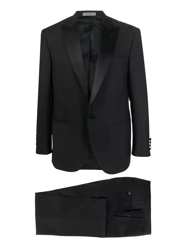 Corneliani Peak Lapel Single-breasted Virgin-wool Suit - Black