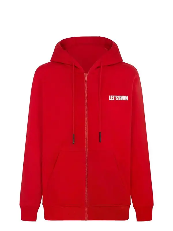 LET'S SWIM Shark-print Hoodie - Red