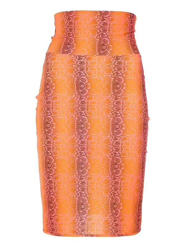 AMIR SLAMA Python Print Slim Fit Skirt - Yellow
