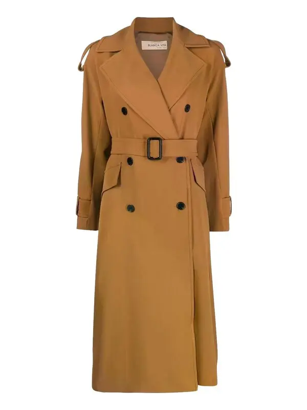 BLANCA VITA Double-breasted Coat - Brown
