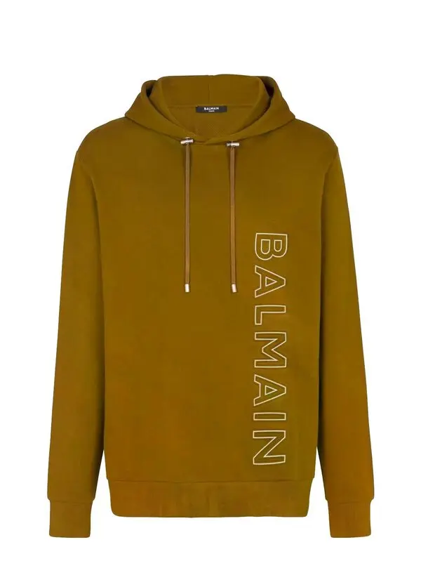 Balmain Logo-embossed Organic Cotton Hoodie - Green