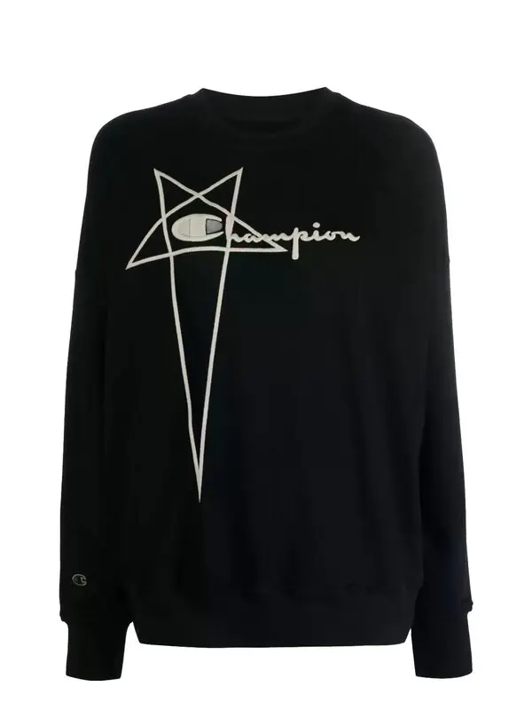 Rick Owens Logo-embroidered Cotton Sweatshirt - Black