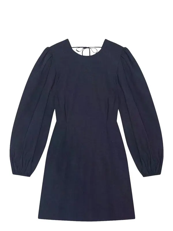 GANNI Long-sleeved Open-back Minidress - Blue