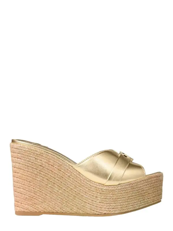 JIMMY CHOO Leda Wedge 100 Espadrilles In Metallic Nappa Leather - Gold