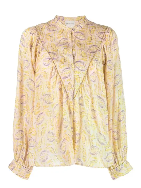 FORTE_FORTE Abstract-print Blouse - Neutrals