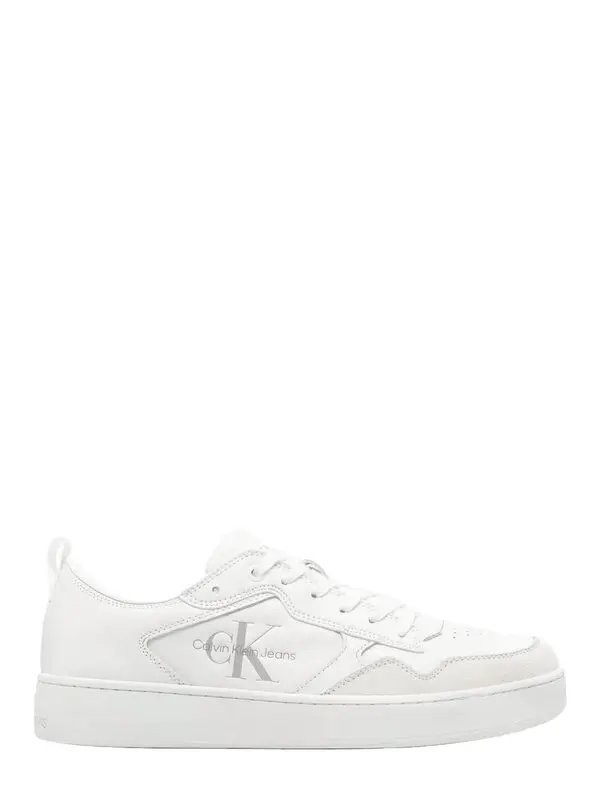 Calvin Klein Debossed-logo Leather Trainers - White