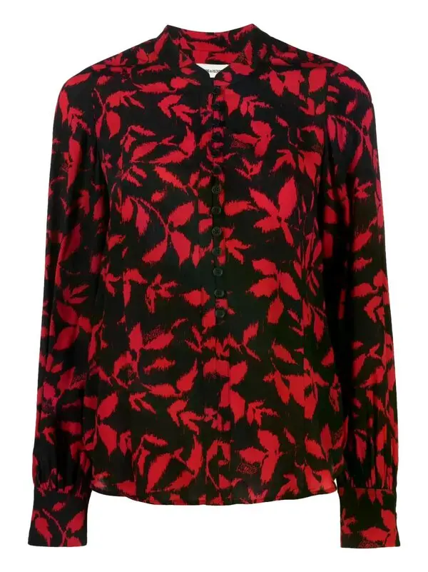 Zadig&Voltaire Twina Leaf-print Long-sleeve Shirt - Black