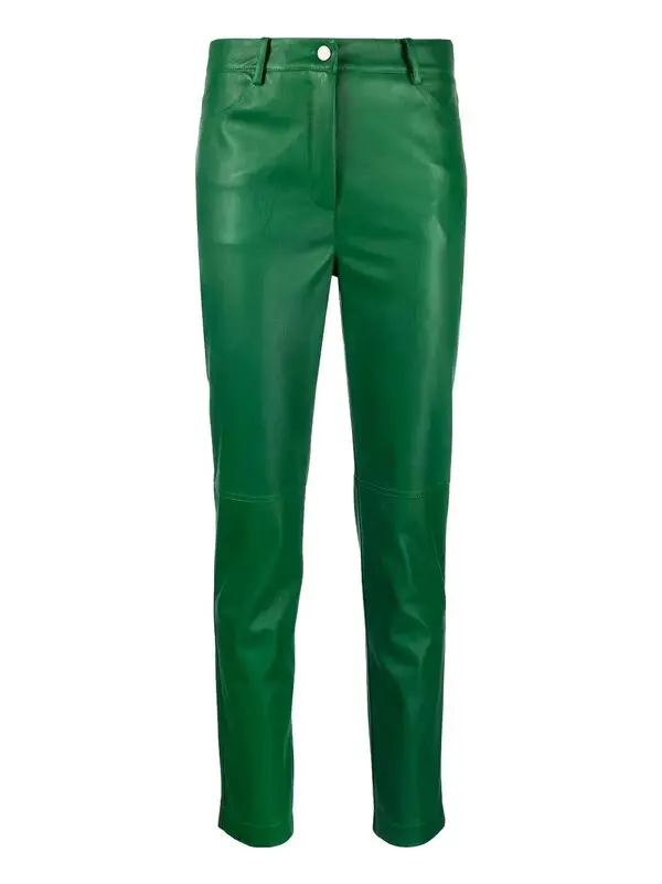 BLANCA VITA Faux-leather Trousers - Green