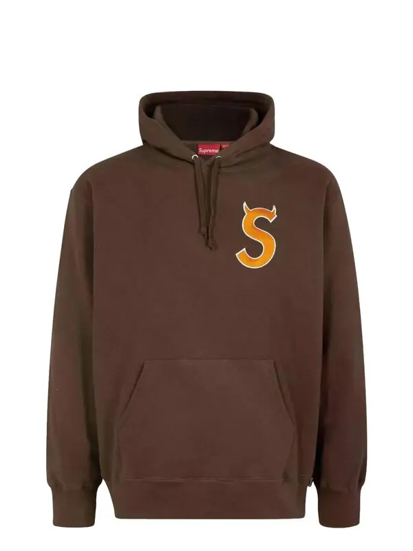 Supreme Logo Embroidered Hoodie - Brown