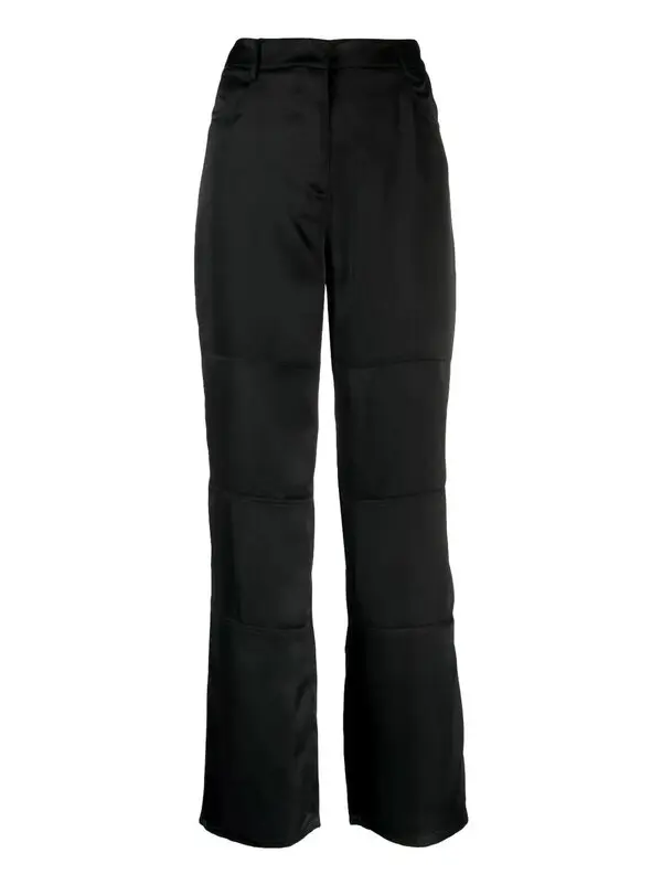 BLANCA VITA Straight-leg Satin Trousers - Black