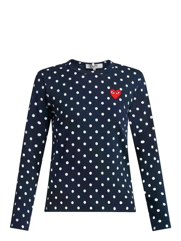 Play Comme Des Garcon Polka Dot Heart Logo T-shirt - Blue
