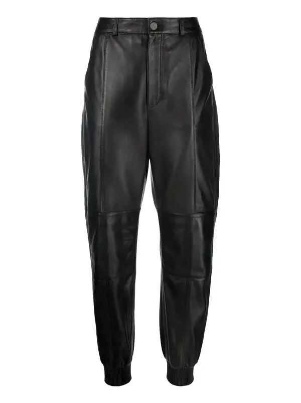 Karl Lagerfeld Tapered-leg Leather Trousers - Black