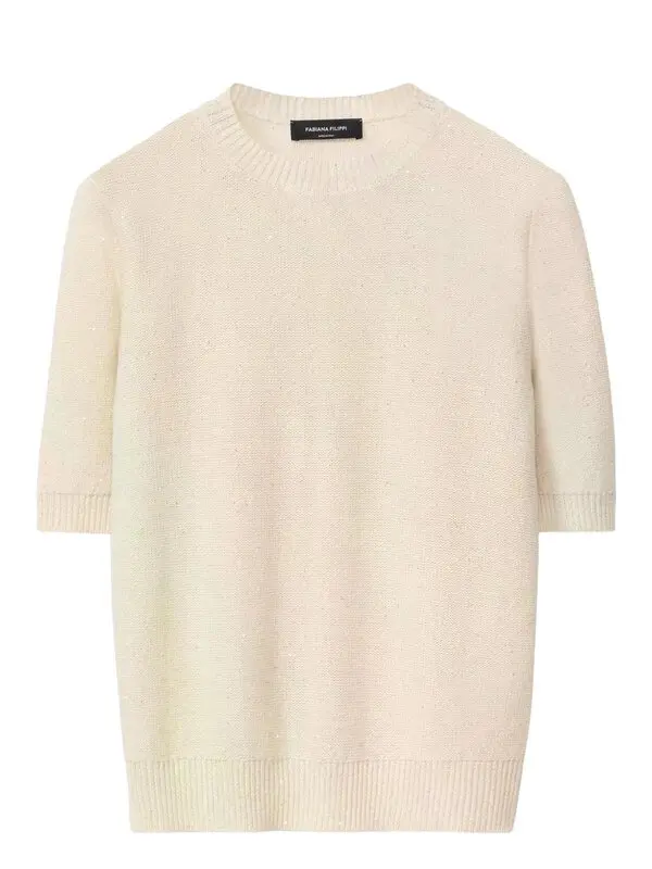 Fabiana Filippi Sequin-embellished T-shirt - Neutrals