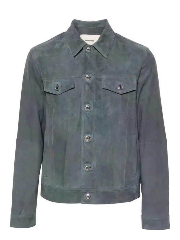 Zadig&Voltaire Blue Suede Shirt Jacket - Grey