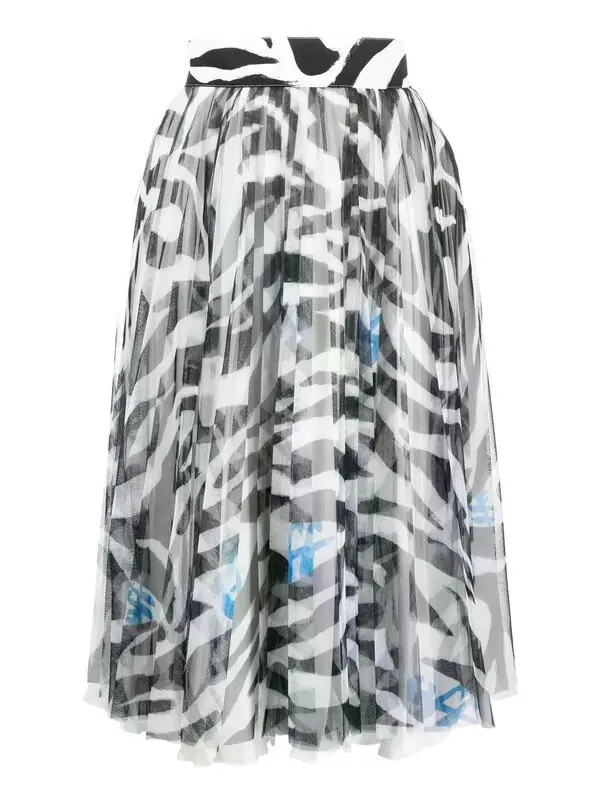 Off-White Zebra-print Pleated Midi Skirt - Black