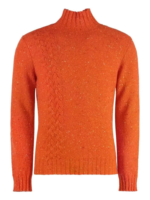 Malo Cashmere High Neck Sweater - Orange