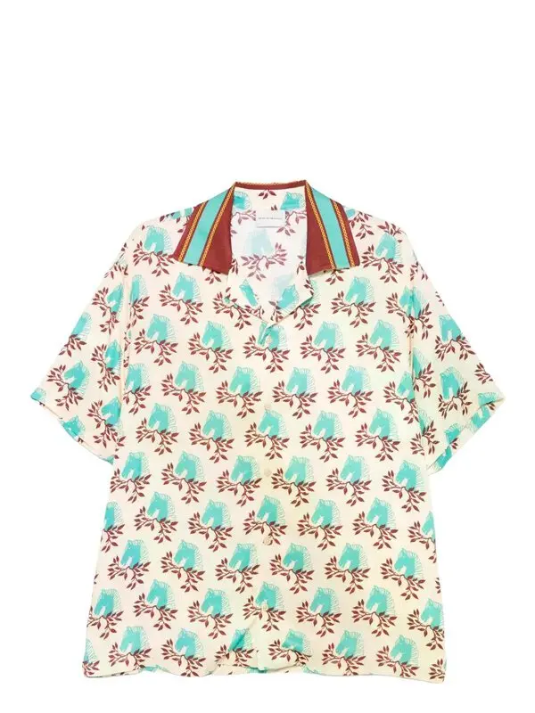 Drole De Monsieur Horse-head Print Shirt - Neutrals